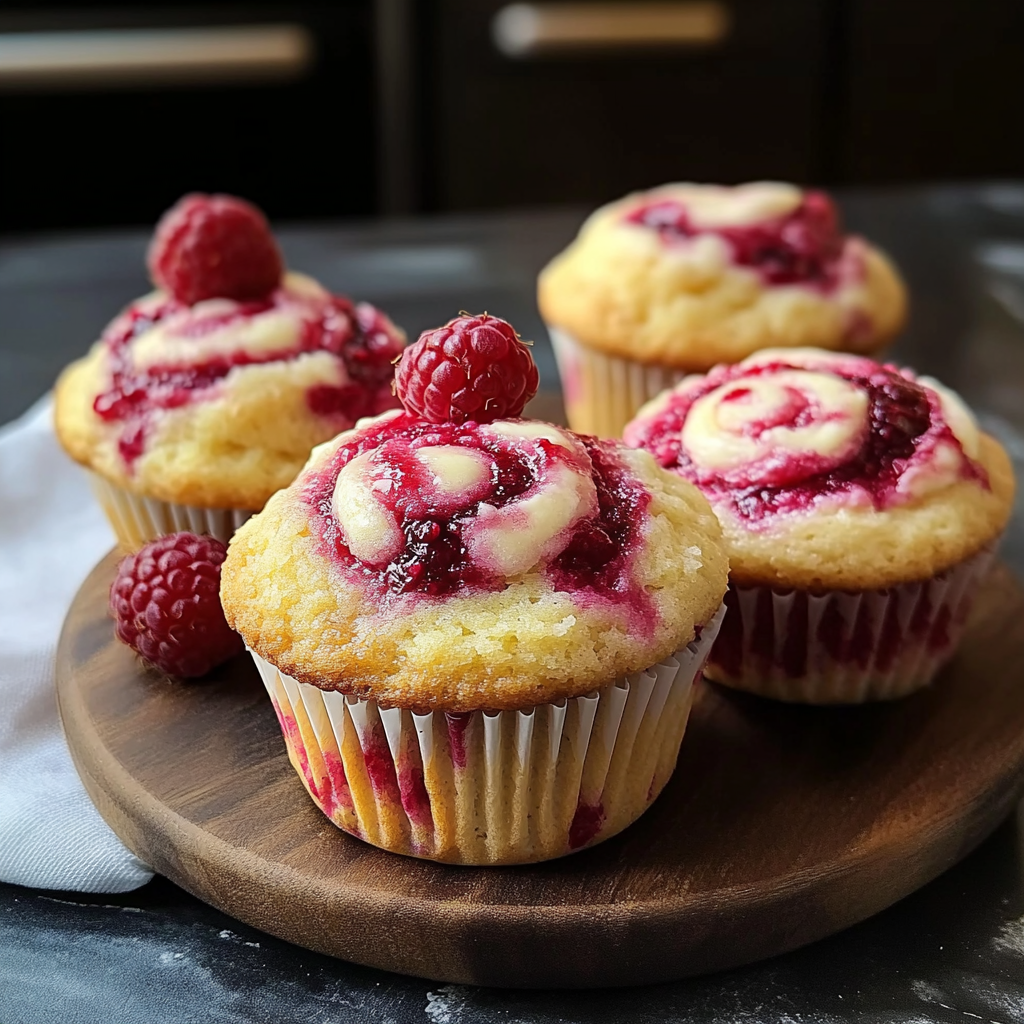 Raspberry Swirl Cream Cheese Muffins