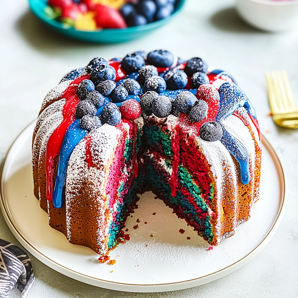 Red White & Blue Marble Cake