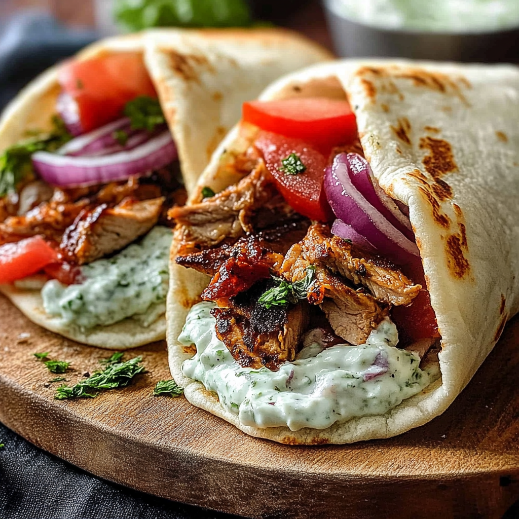 Greek Chicken Gyros with Tzatziki