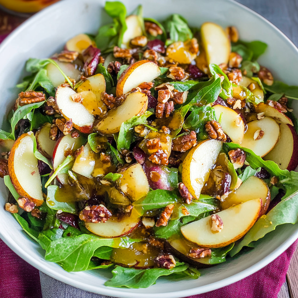 Pear Salad with Candied Walnuts and Balsamic Vinaigrette